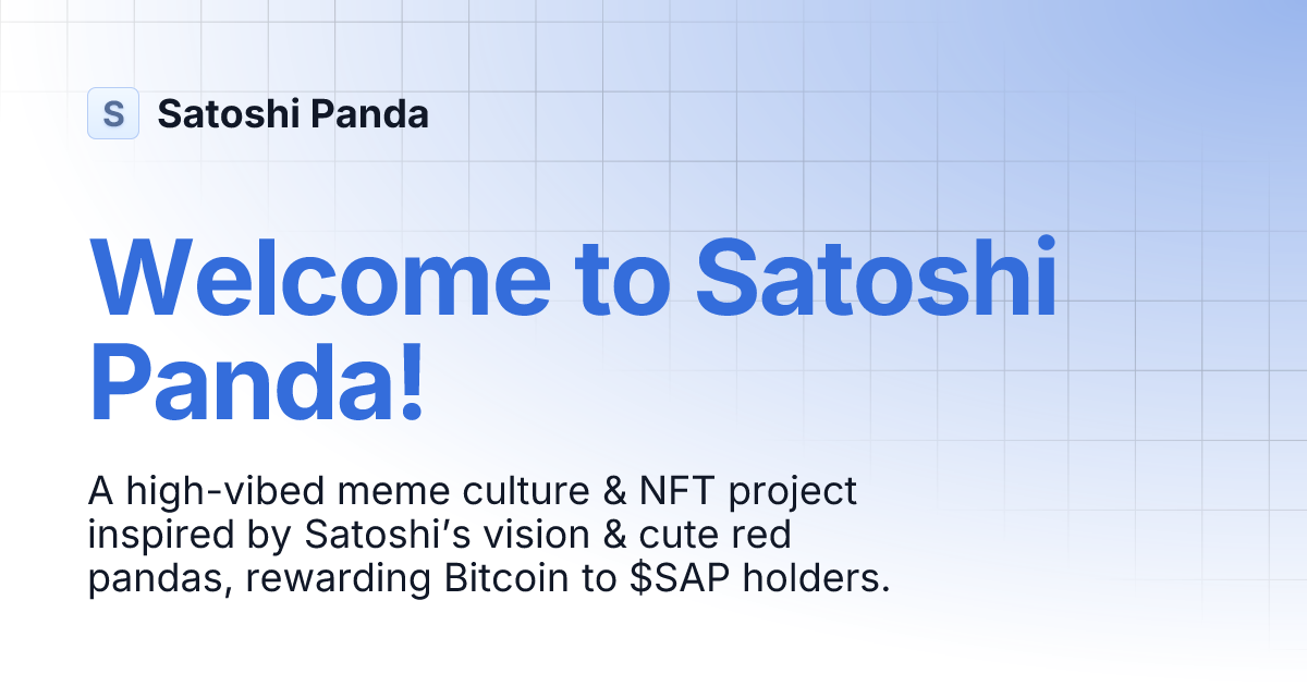 Welcome to Satoshi Panda! | Satoshi Panda