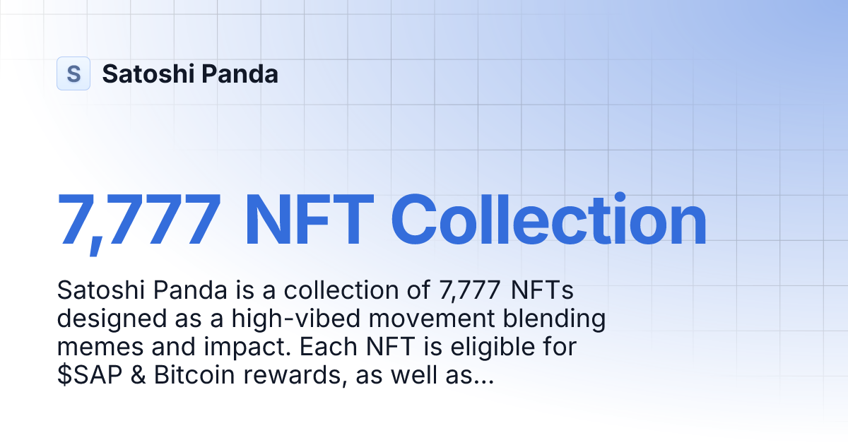 7,777 NFT Collection | Satoshi Panda